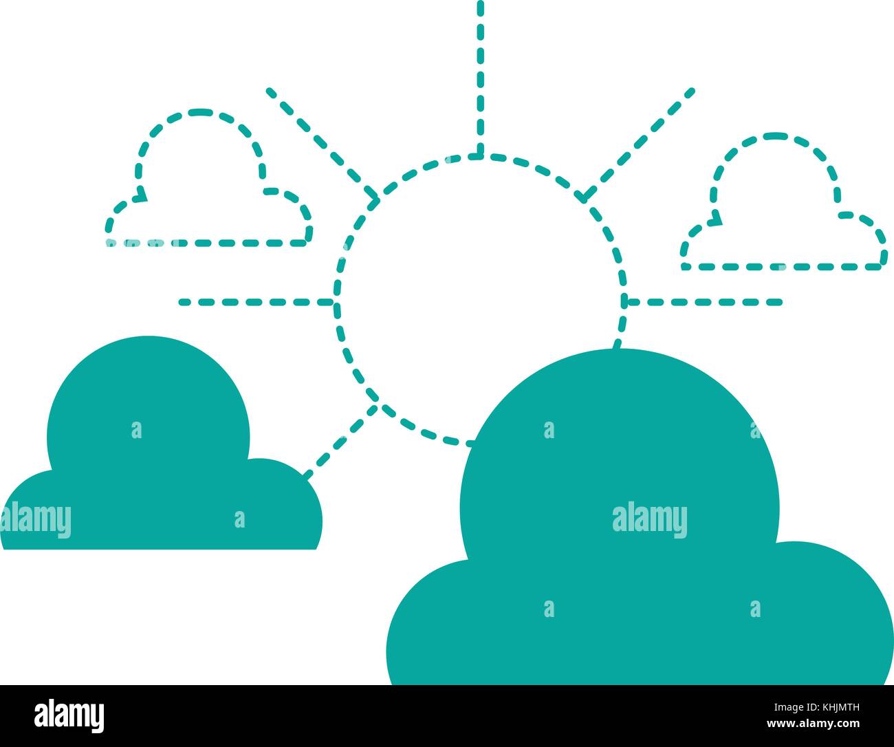dotted shape clouds with sun natural weather in the sky vector ...