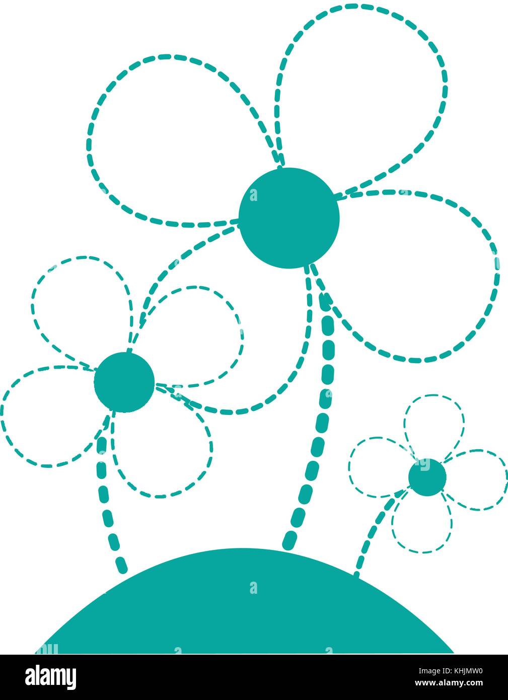 contour beautiful flowers plant with petals design vector illustration ...