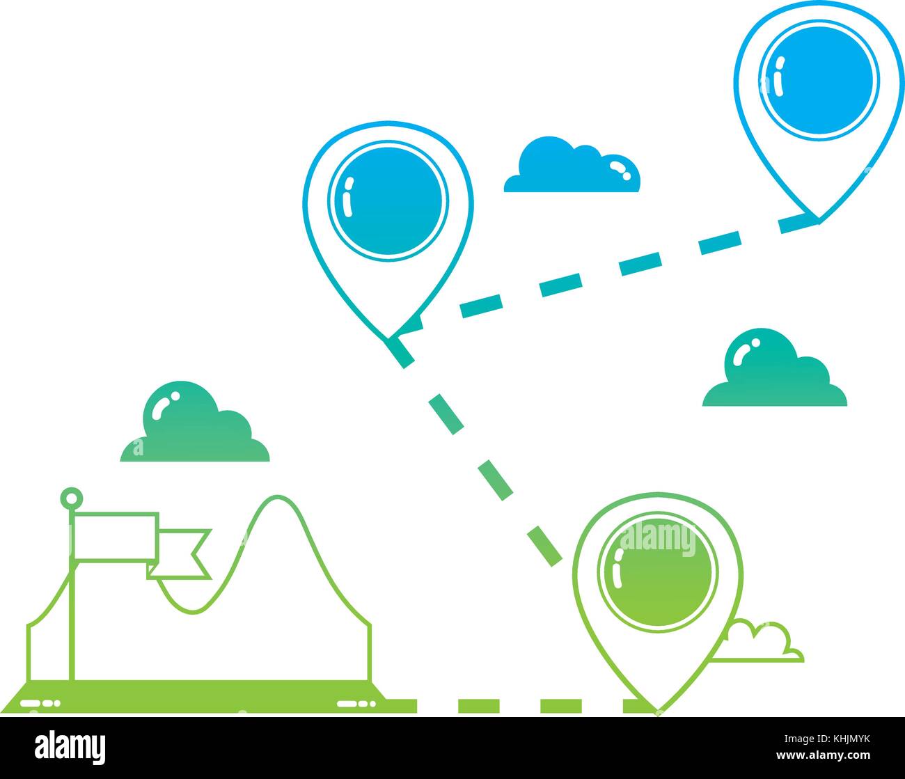silhouette geography map with location symbol to travel vector ...