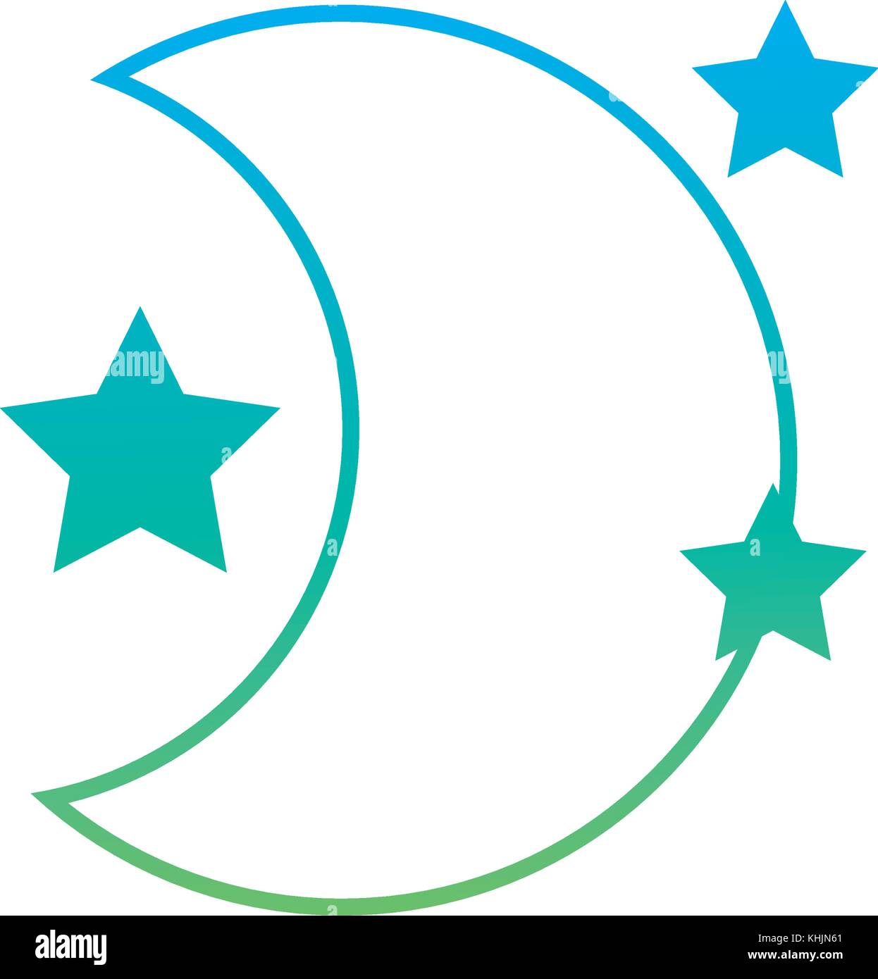 silhouette cute moon with stars in the night space vector illustration ...