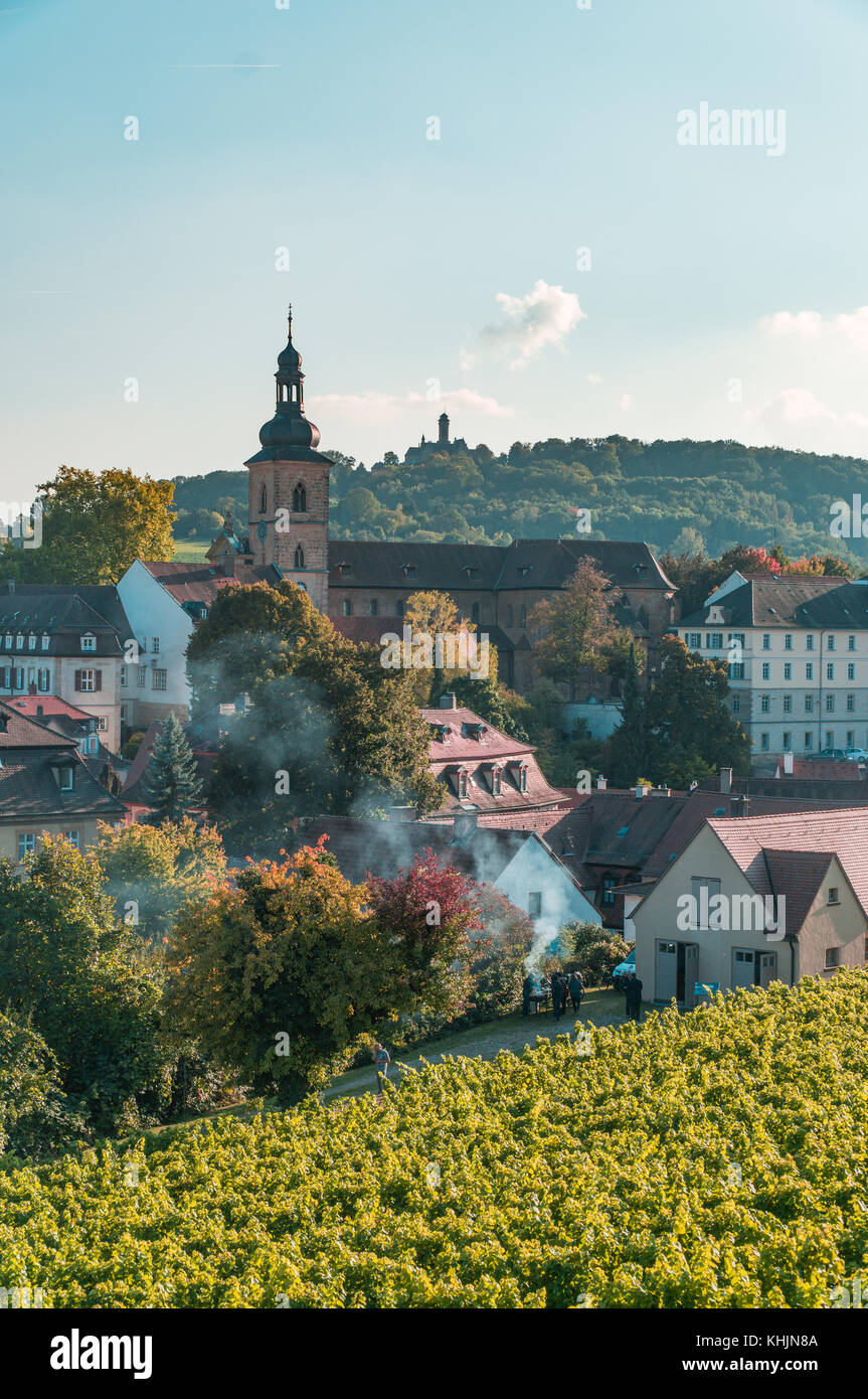 Bamberg cityscape with a Church and a castle in the background belfry ...