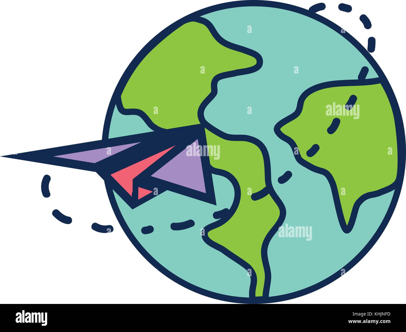 global earth planet with paper airplane design Stock Vector Image & Art ...