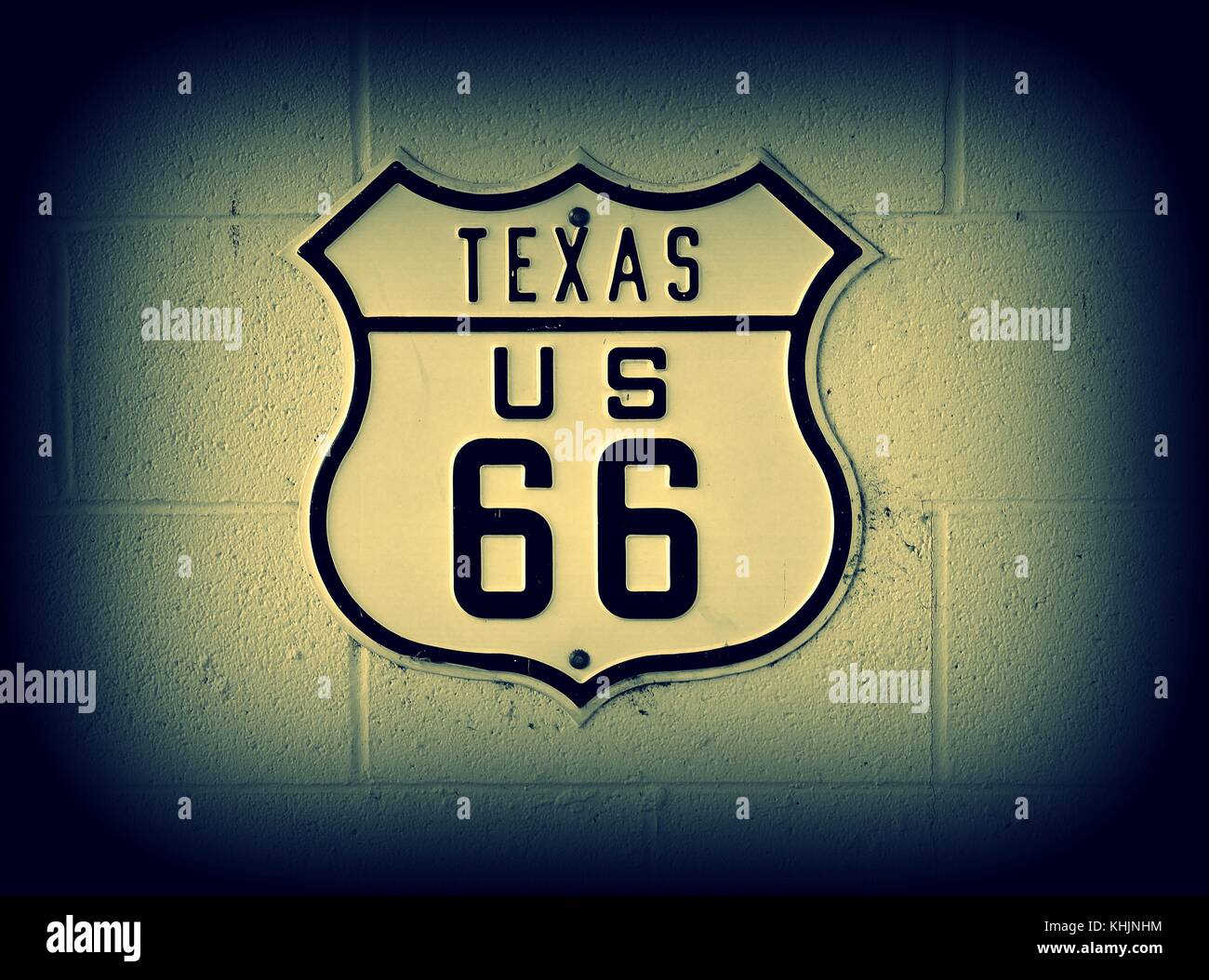 Historic U.S. old Route 66 sign in Texas Stock Photo - Alamy