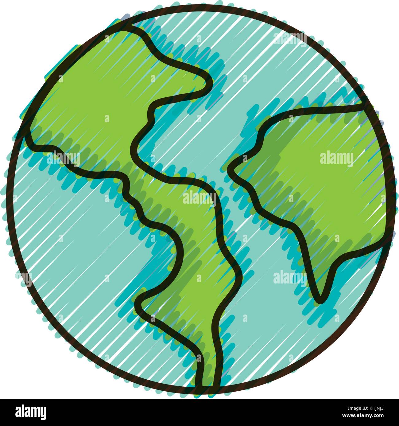 doodle earth planet with continent geography and ocean Stock Vector ...