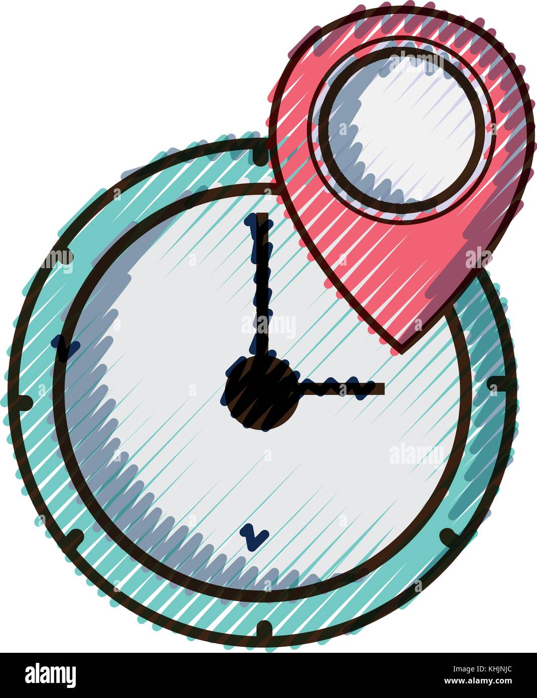 doodle wall clock design with location symbol Stock Vector Image & Art ...