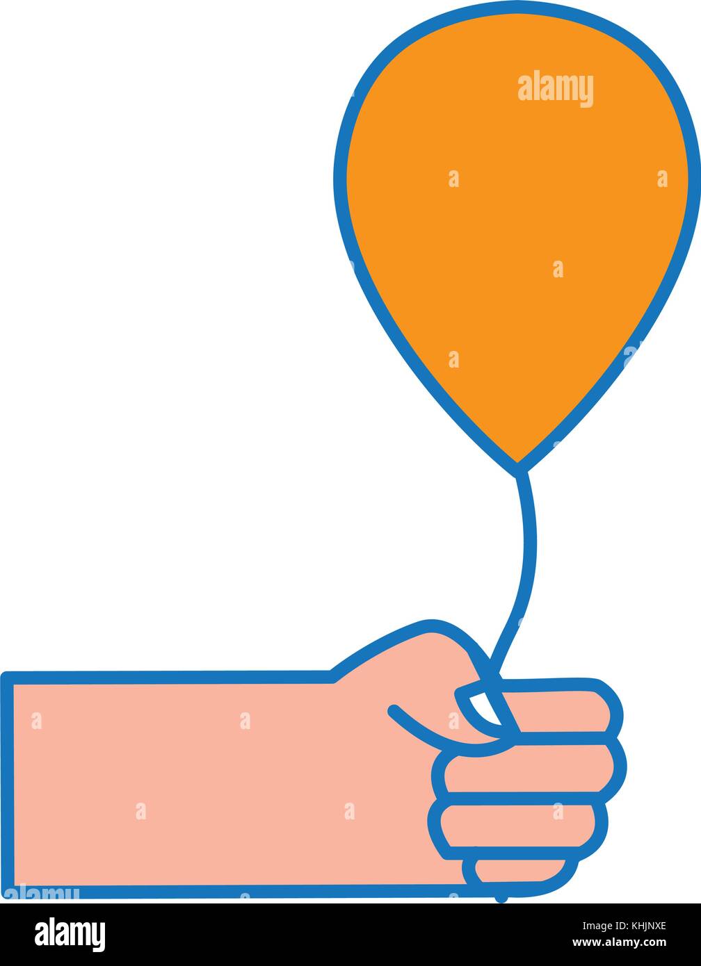 hand with balloon design decoration celebration vector illustration ...