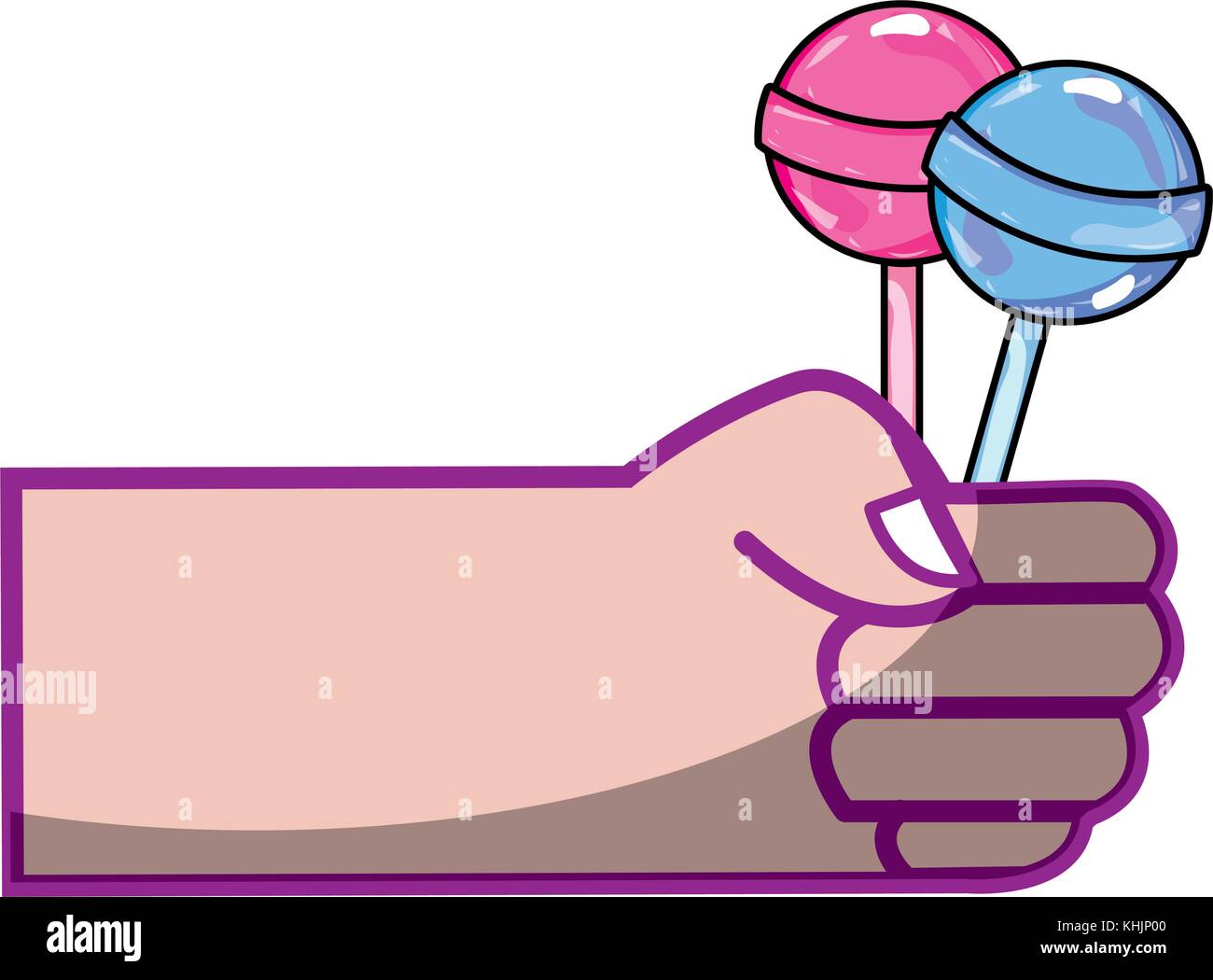 hand with candies sweet dessert sugar vector illustration Stock Vector ...
