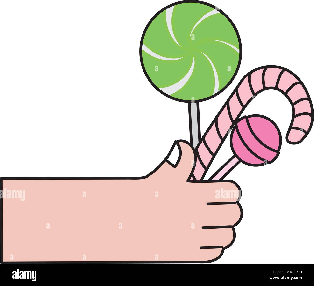 hand with candies sweet dessert sugar vector illustration Stock Vector ...
