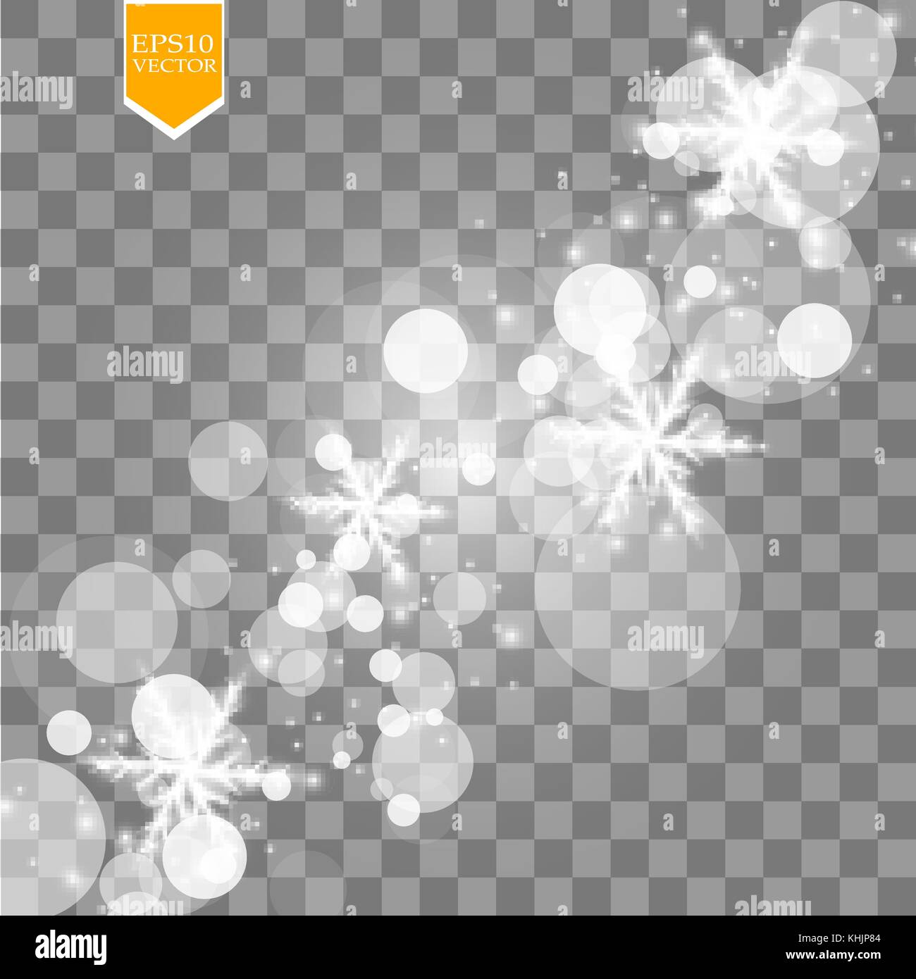 Vector falling snow effect isolated on transparent background with ...