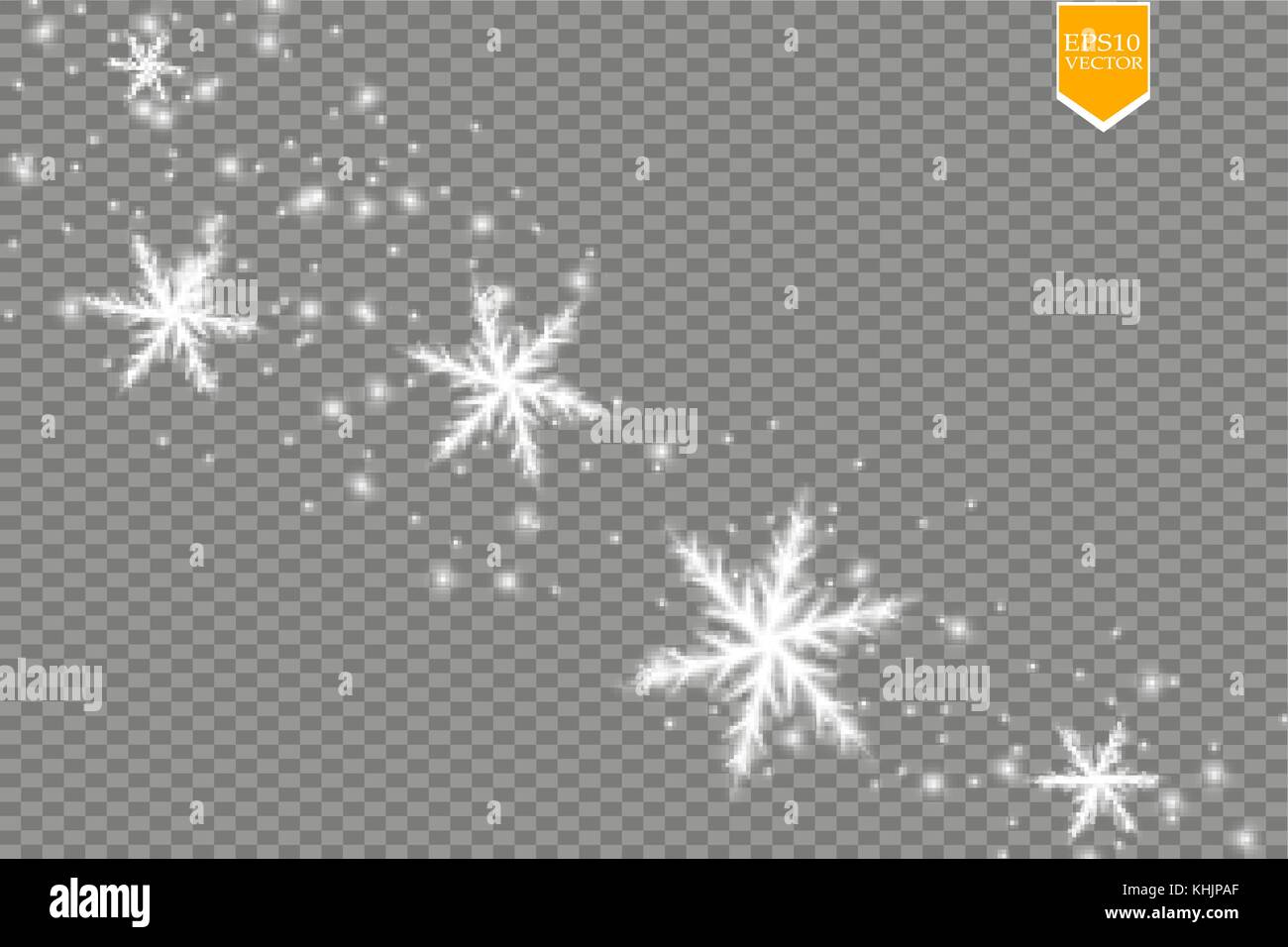 Shine white snowflake with glitter isolated on transparent background ...
