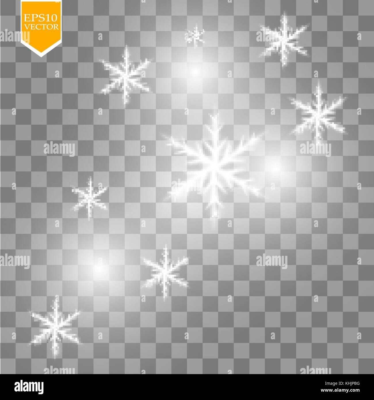 Shine white snowflake with glitter isolated on transparent background ...