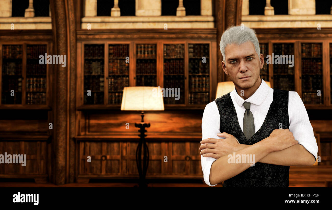 old man at a library Stock Photo - Alamy