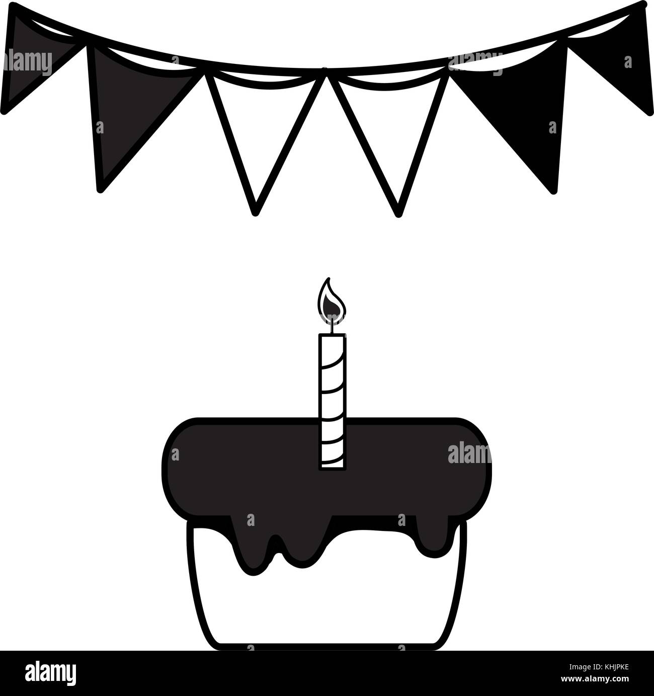 contour cake pastel with candle and flag party vector illustration ...
