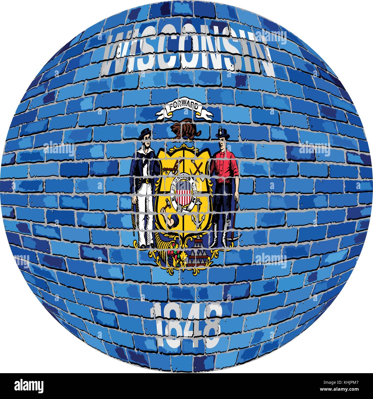 Ball with Wisconsin flag - Illustration, Wisconsin flag sphere in brick ...