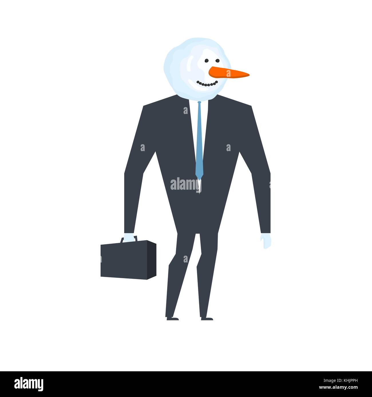 Snowman Businessman. Winter boss. Snow manager. Vector illustration ...