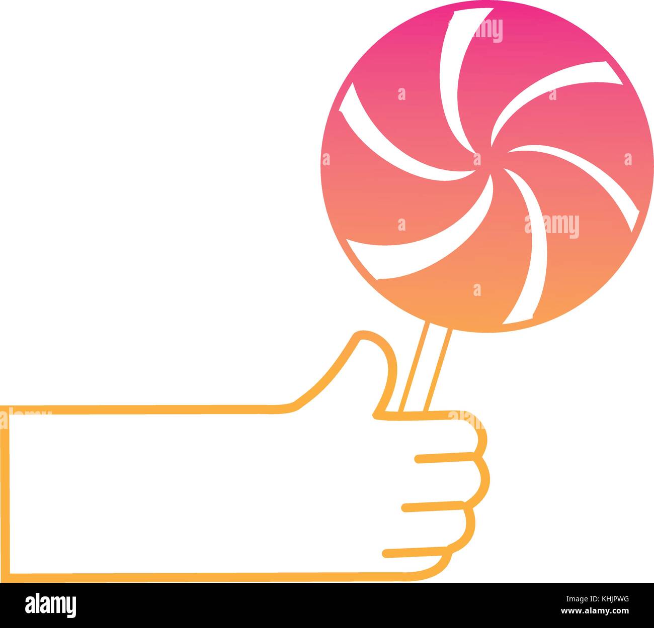 silhouette hand with candy sweet dessert sugar vector illustration ...