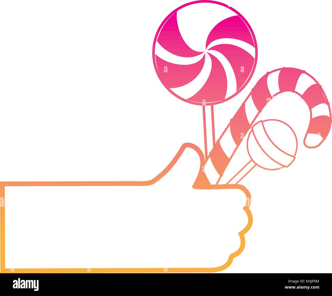 silhouette hand with candies dessert sweet caramels vector illustration ...