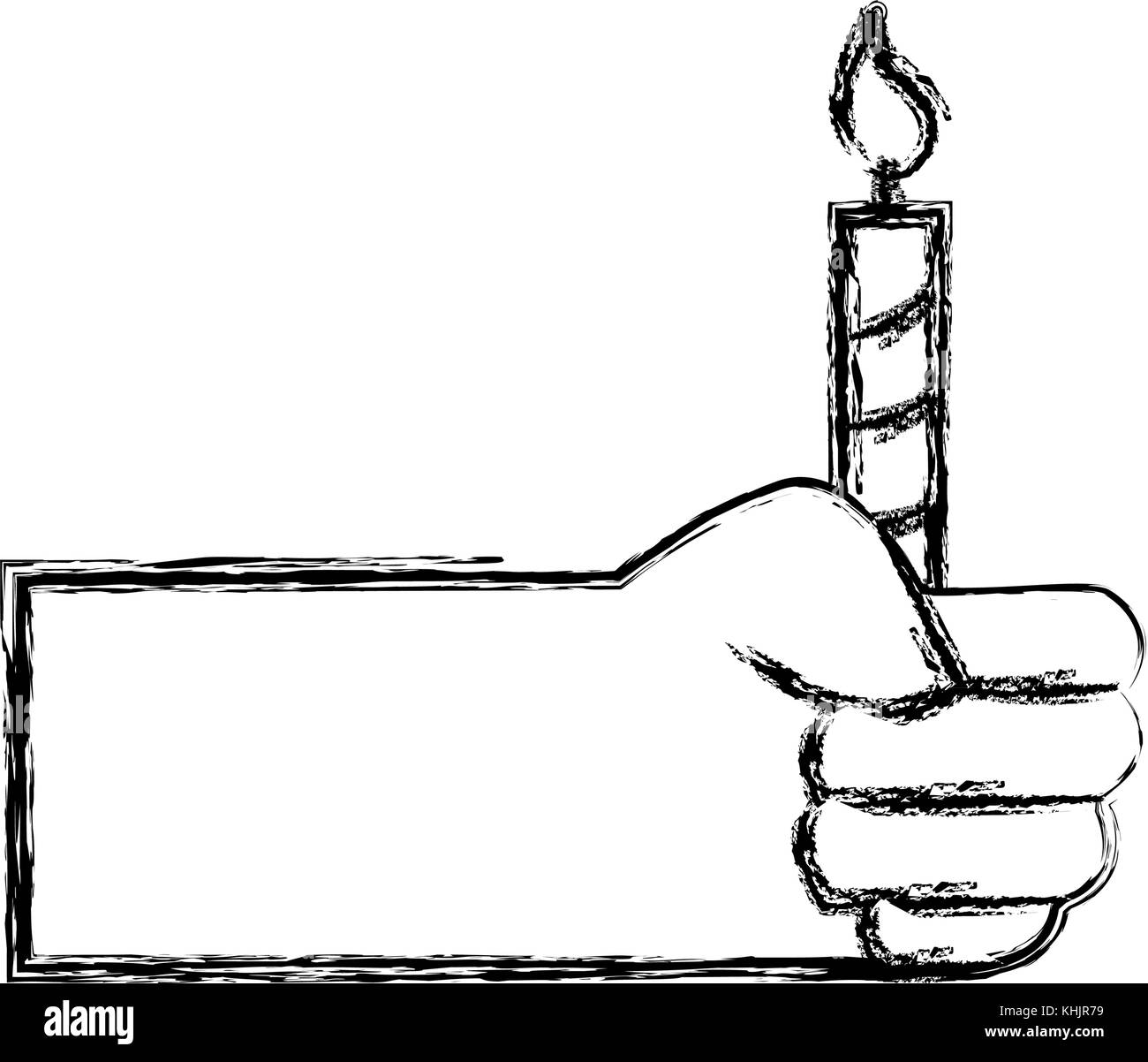 figure hand with candle fire decoration design vector illustration ...