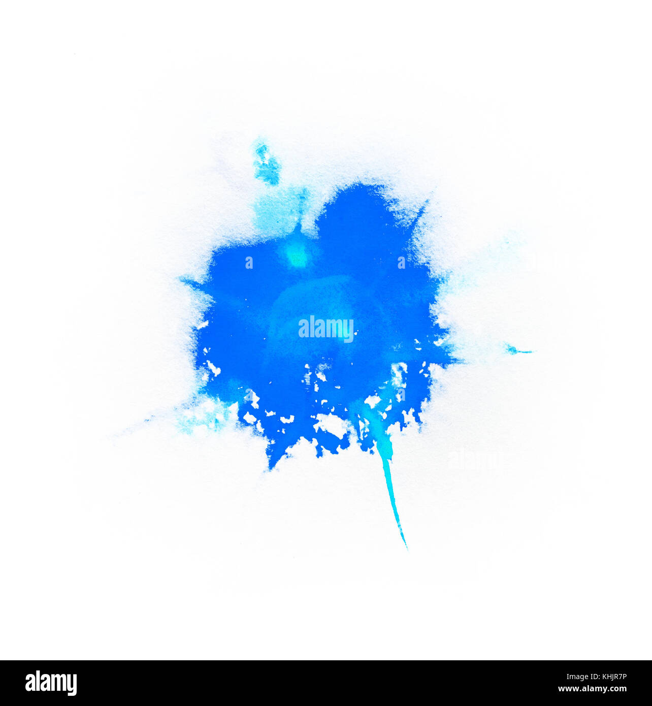 Watercolor blue color splash on black background Stock Photo - Alamy