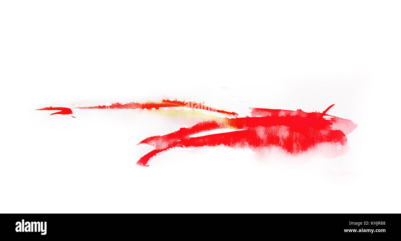 Watercolor Red color splash on black background Stock Photo - Alamy