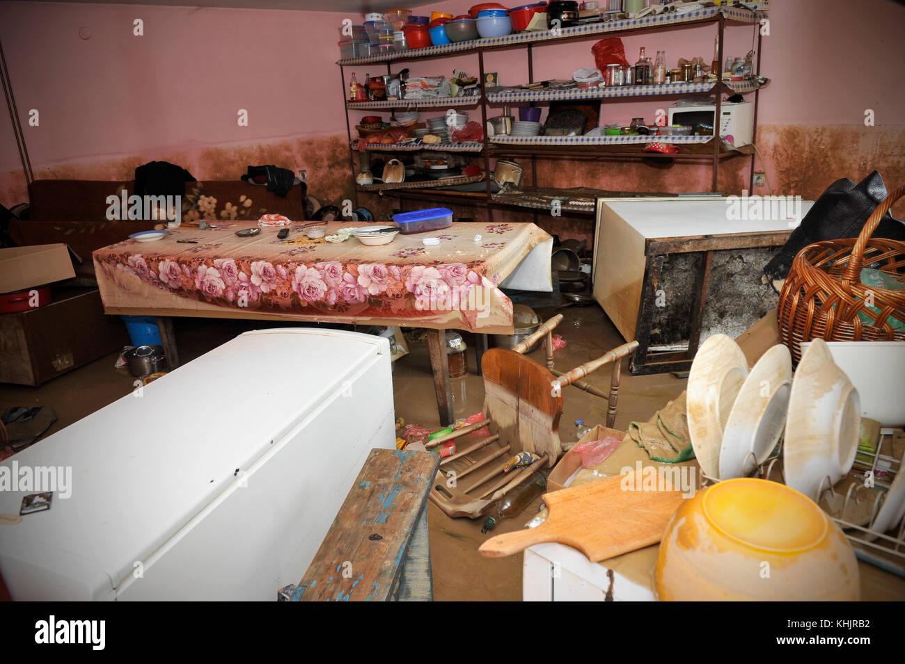 The consequences of flooding, flooded interior Stock Photo - Alamy