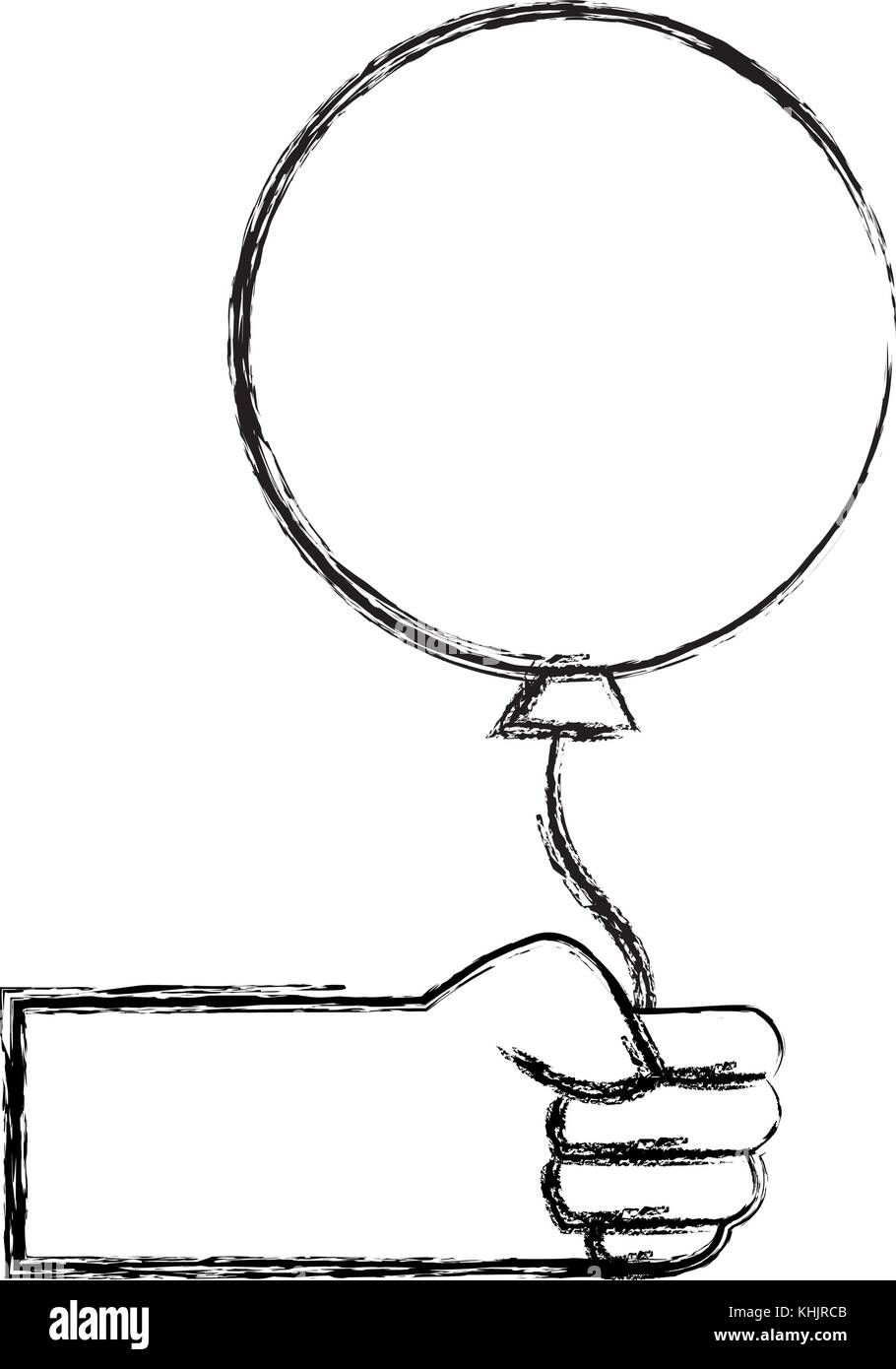 figure hand with balloon party celebration decoration Stock Vector ...