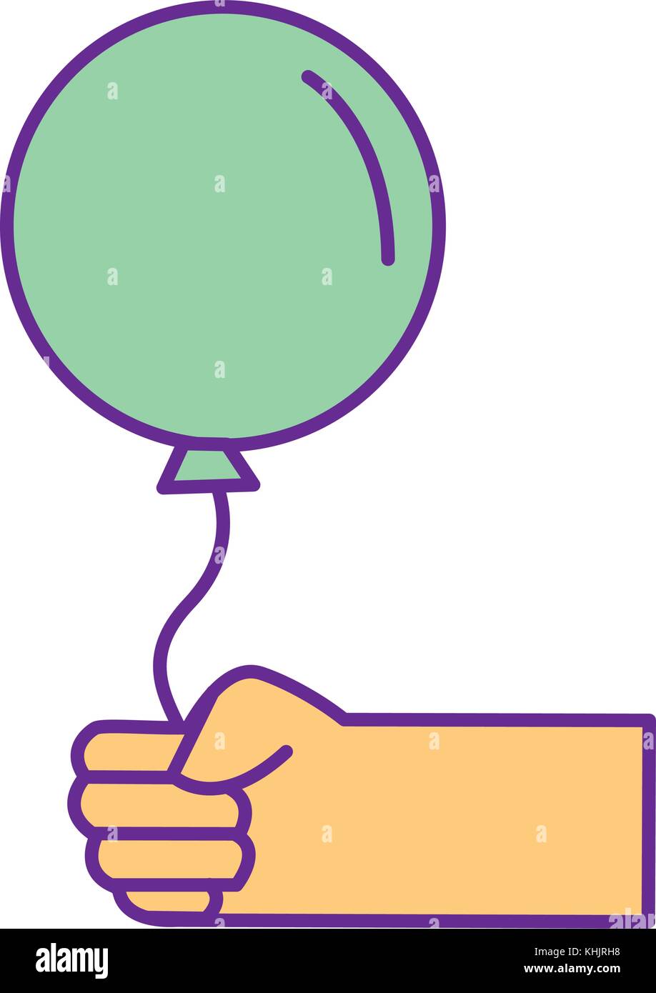 hand with balloon party celebration decoration Stock Vector Image & Art ...