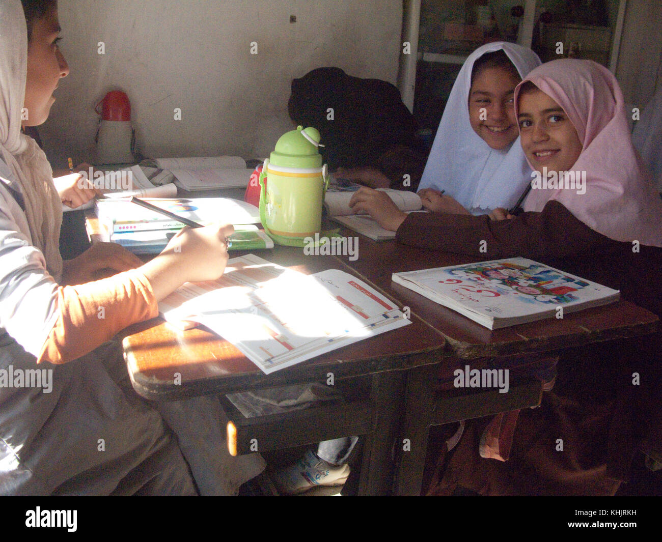Kurdish children during studying at School in a poor village in west of ...
