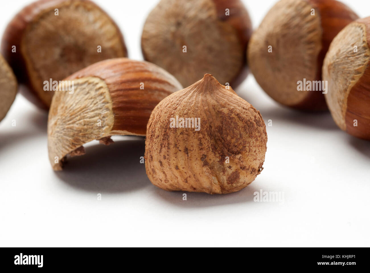 Cracked Hazelnut, isolated on white background, brown hazelnuts Stock ...