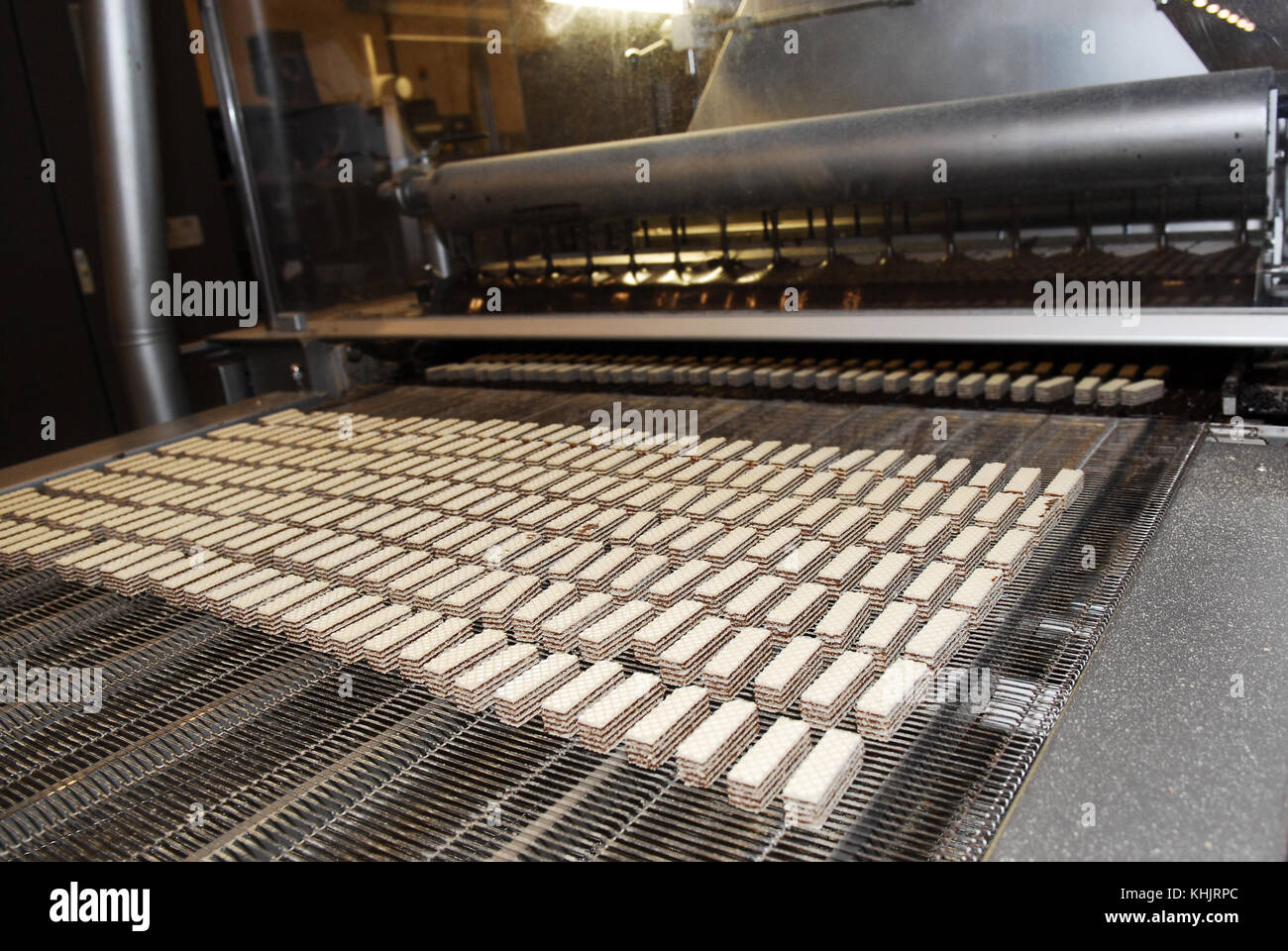 Biscuit and waffle production factory line Stock Photo - Alamy