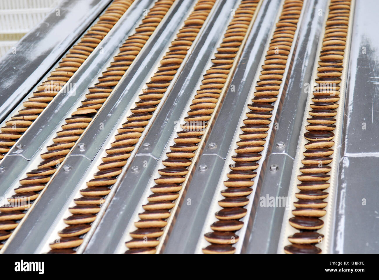 Biscuit and waffle production factory line Stock Photo - Alamy