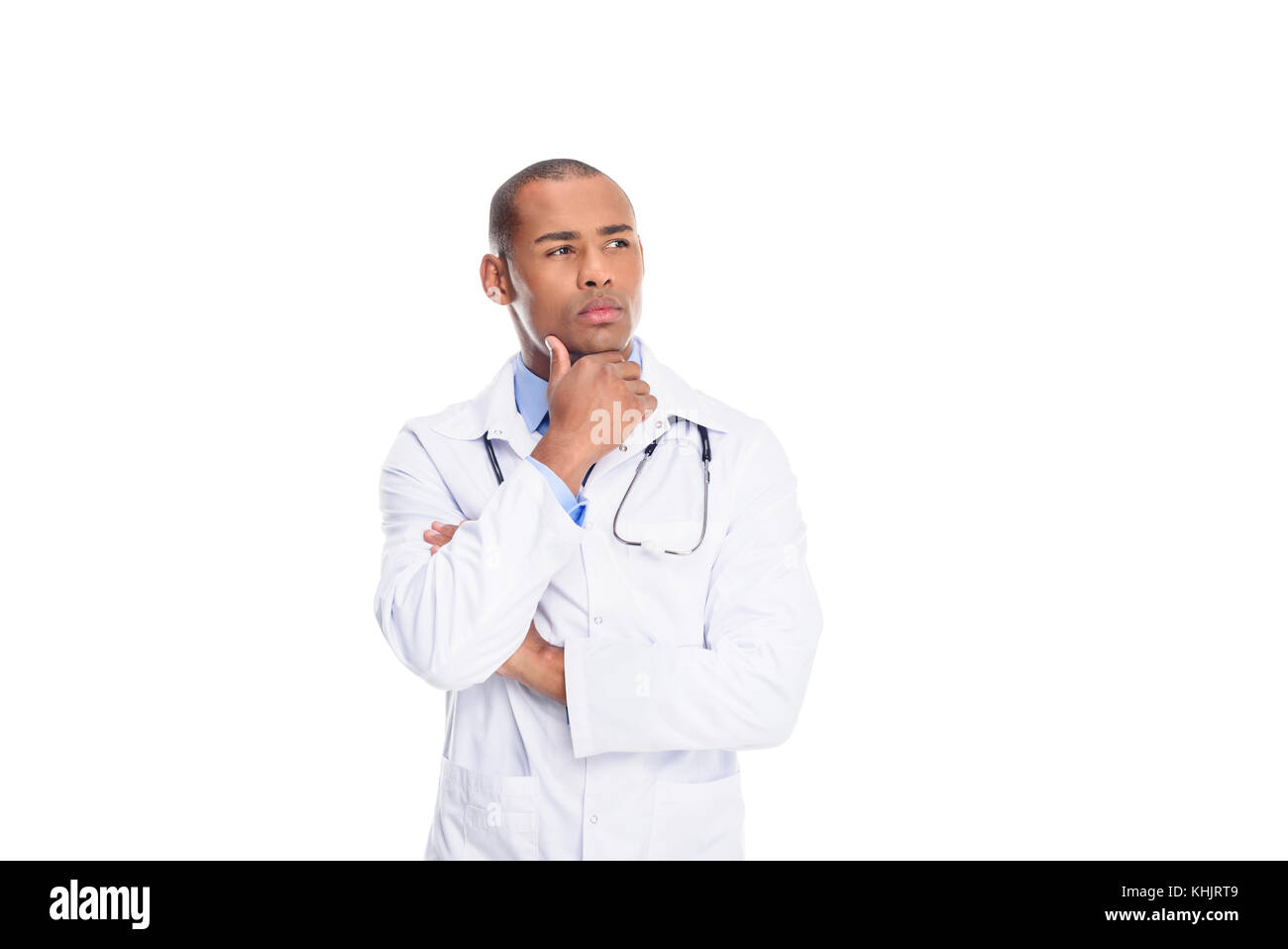 thoughtful african american doctor Stock Photo - Alamy