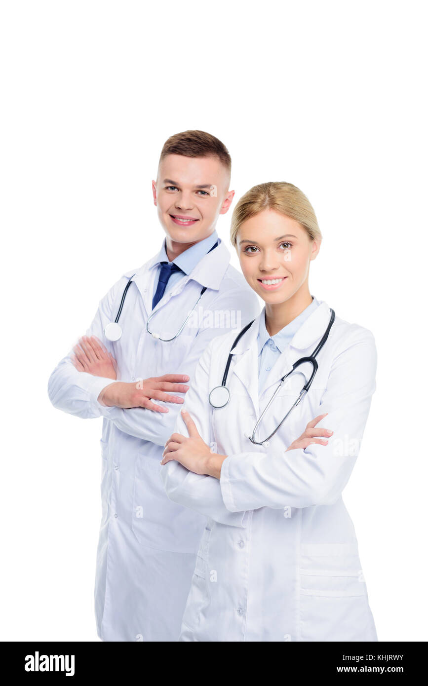 doctors in white coats with stethoscopes Stock Photo - Alamy