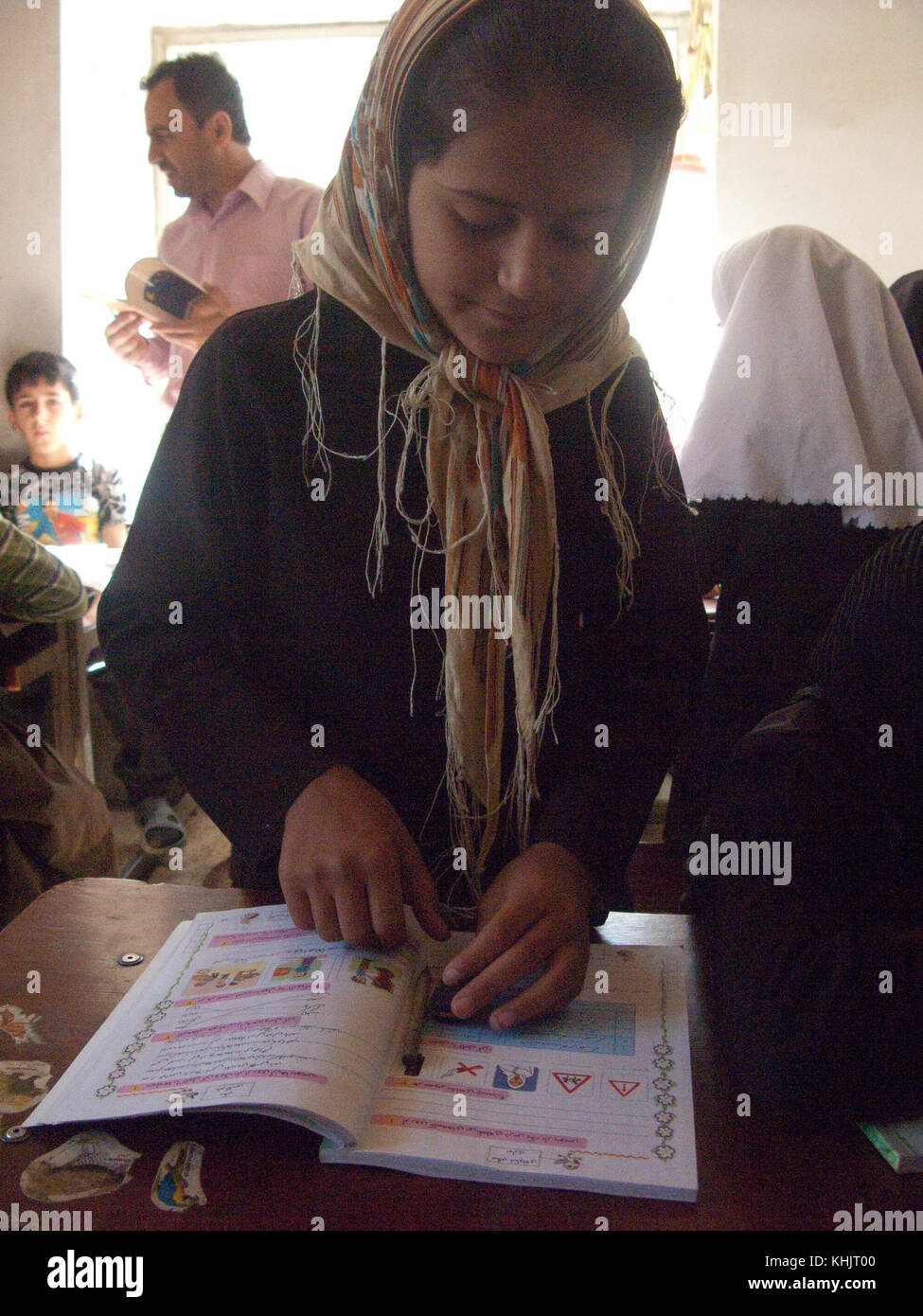 Kurdish children during studying at School in a poor village in west of ...