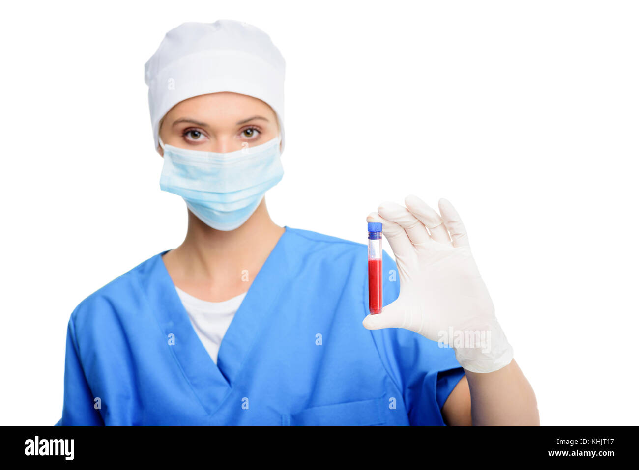 surgeon with blood test Stock Photo - Alamy