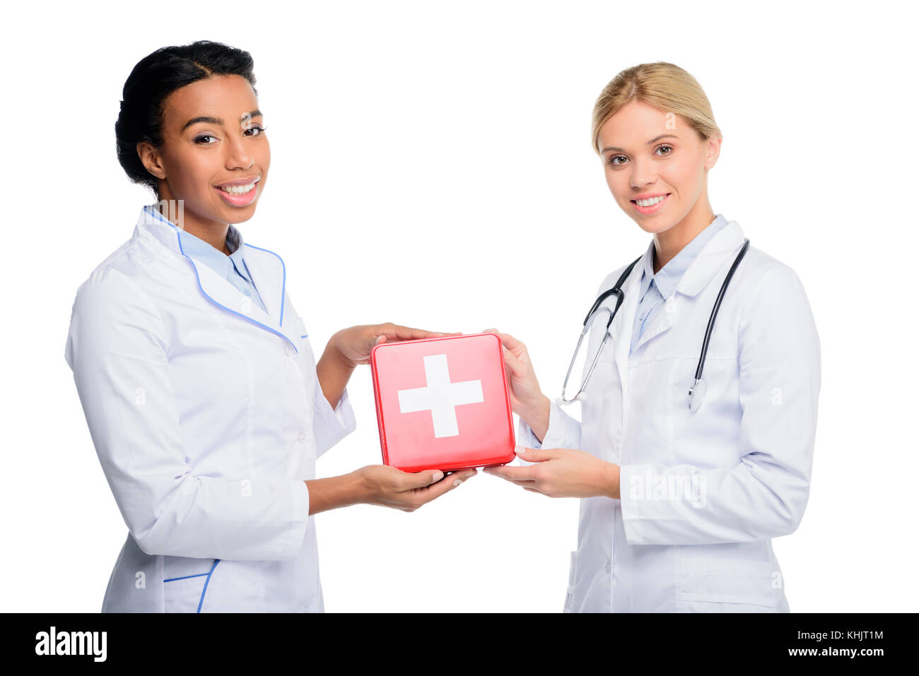 doctors presenting first aid kit Stock Photo - Alamy