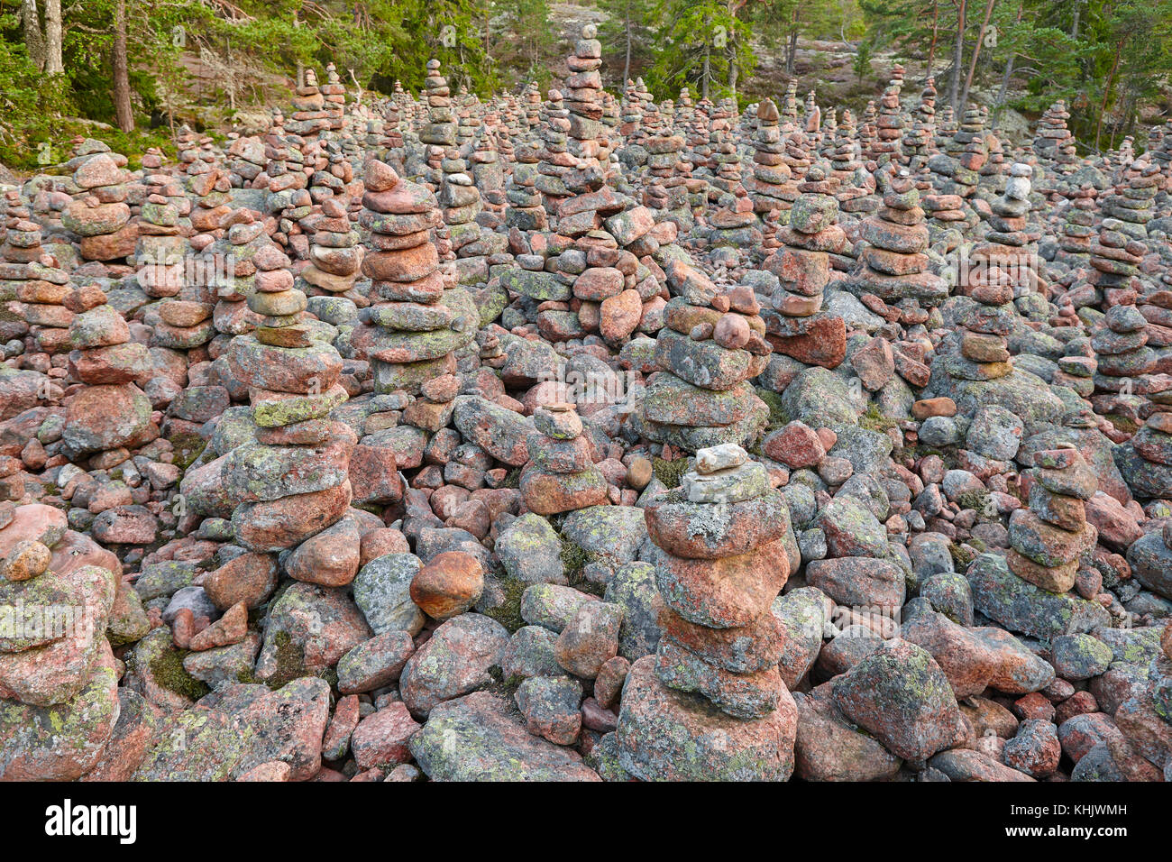 Rock formations in the finnish forest. Geta. Aland islands. Horizontal ...