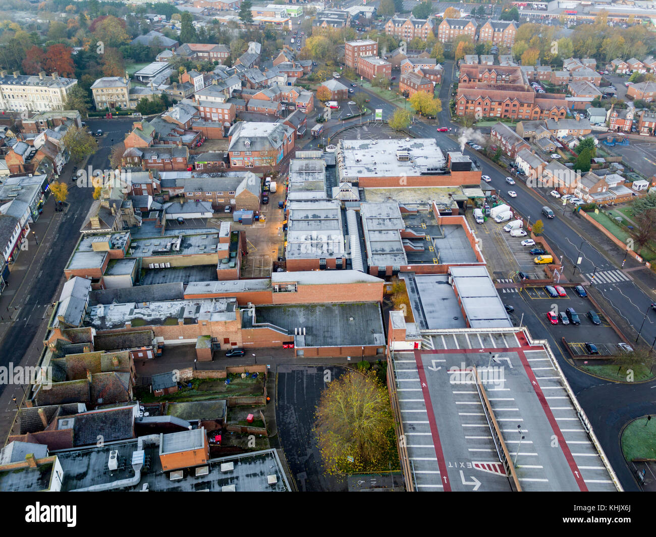 Waterbourne walk shopping centre, Leighton Buzzard aerial view Stock ...