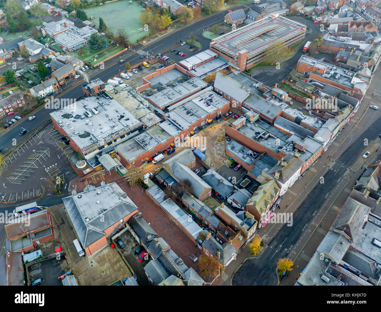 Waterbourne walk shopping centre, Leighton Buzzard aerial view Stock ...