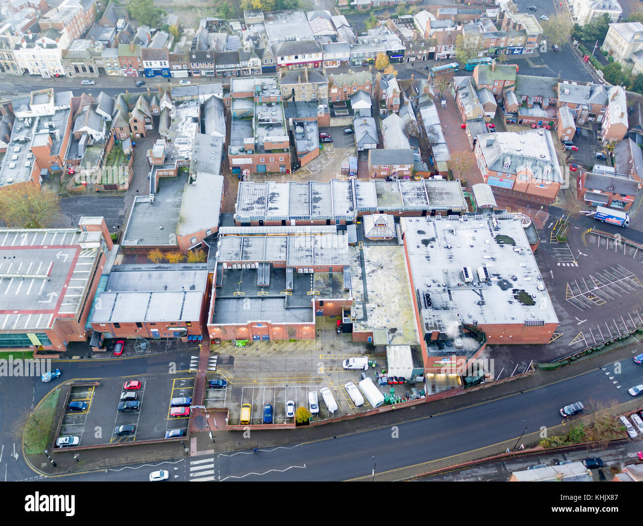 Waterbourne walk shopping centre, Leighton Buzzard aerial view Stock ...