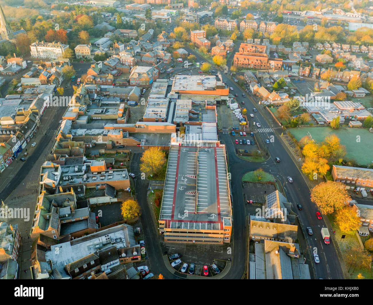 Waterbourne walk shopping centre, Leighton Buzzard aerial view Stock ...