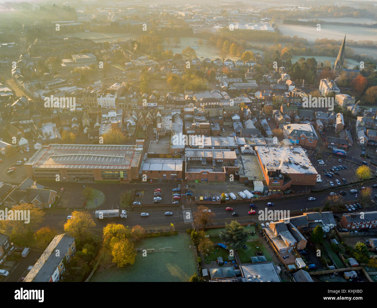 Leighton Buzzard town- Aerial view Stock Photo - Alamy