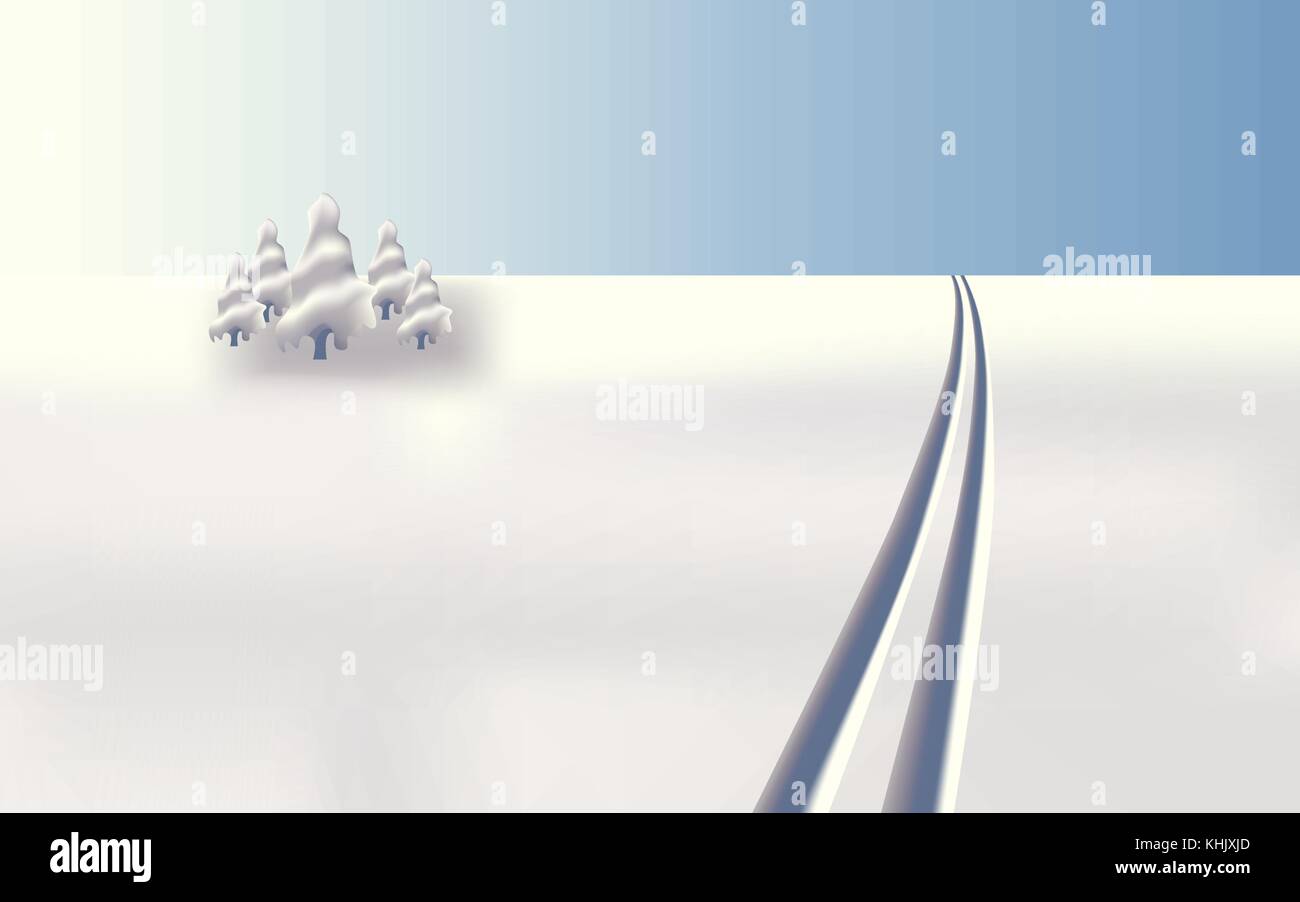 Winter landscape ski tracks, vector Stock Vector Image & Art - Alamy