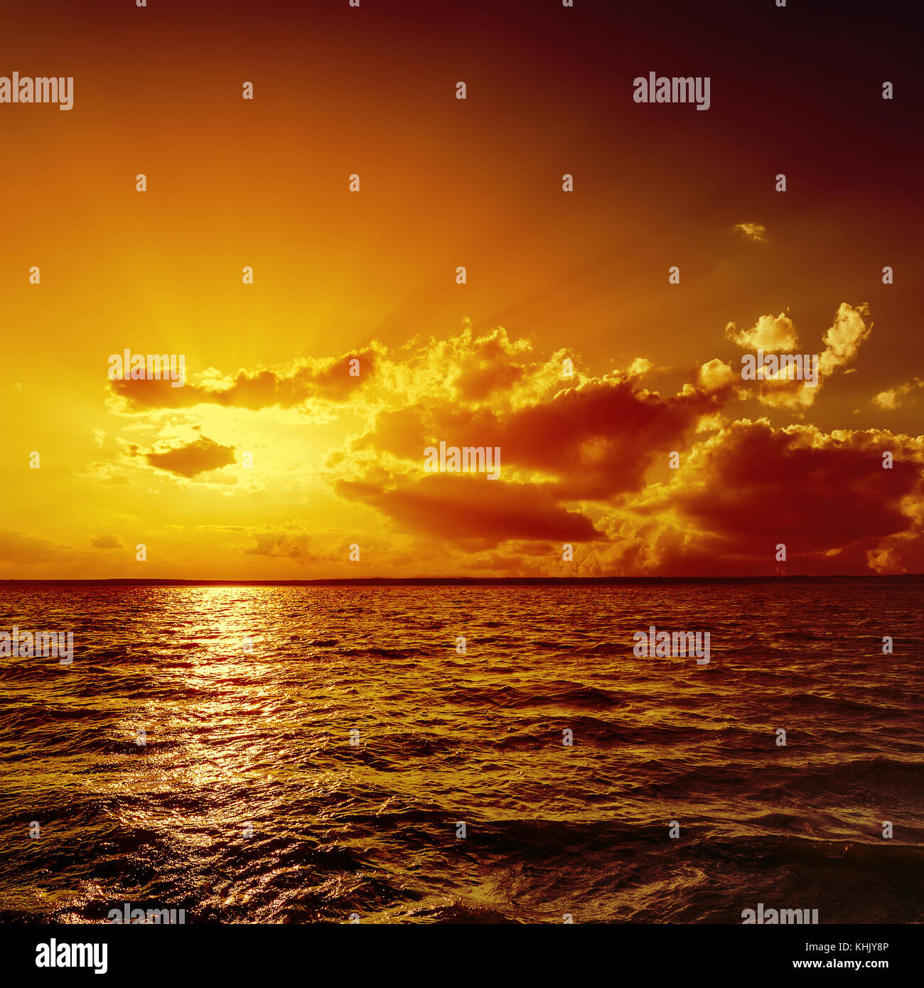 orange sunset over water Stock Photo - Alamy
