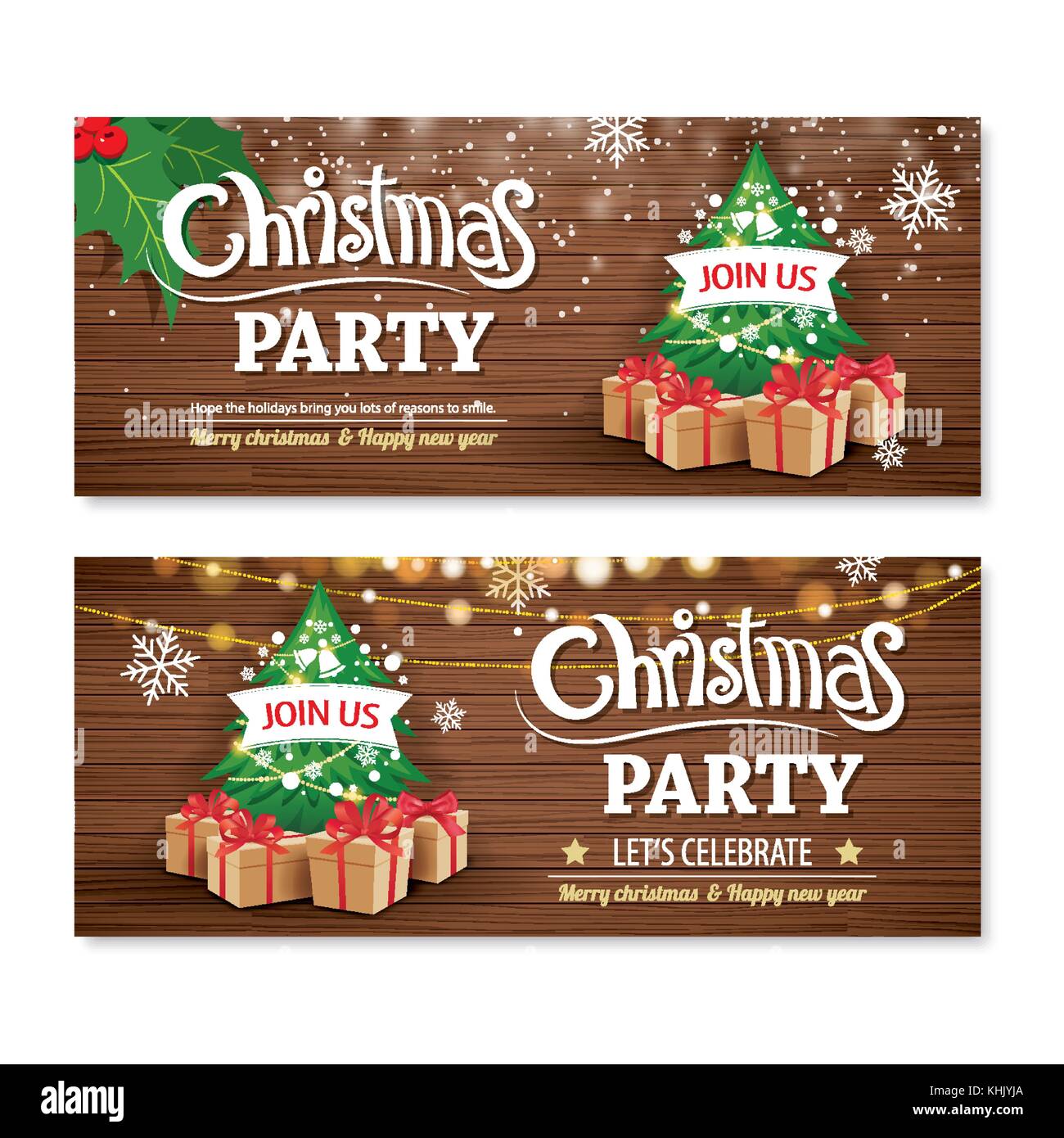 Invitation merry christmas party poster banner and card design template ...