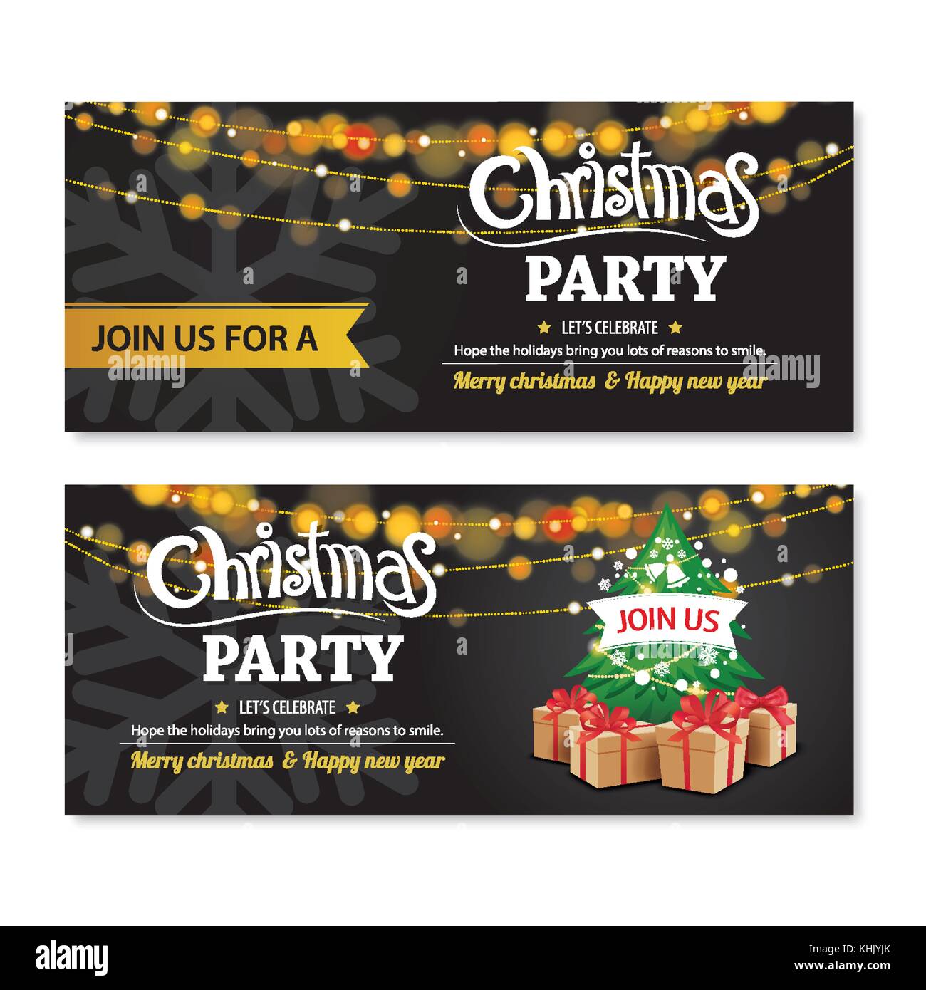 Invitation merry christmas party poster banner and card design template ...
