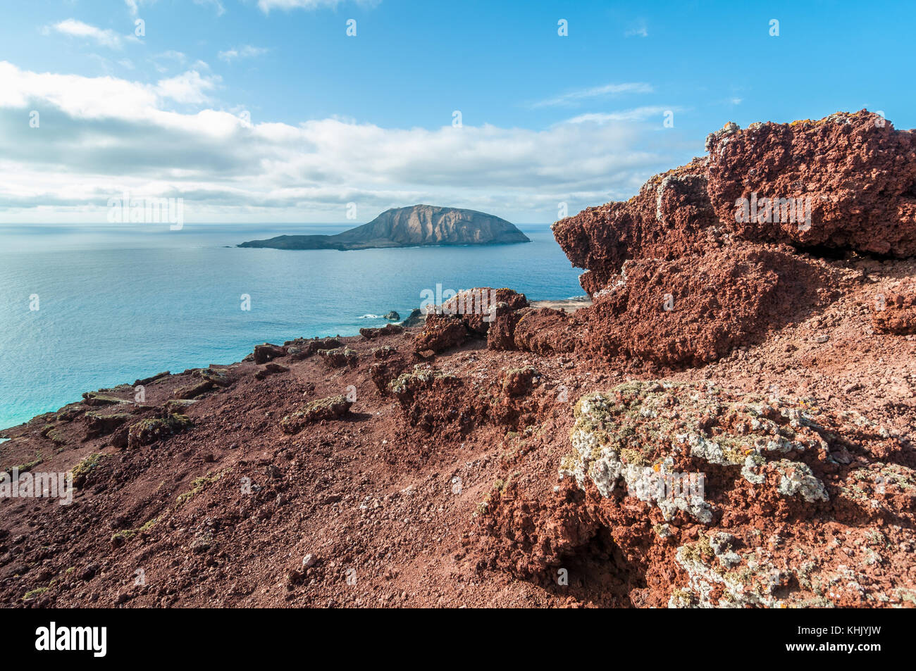 view from the top of Montaña Bermejawith Montaña Clara Island in the ...
