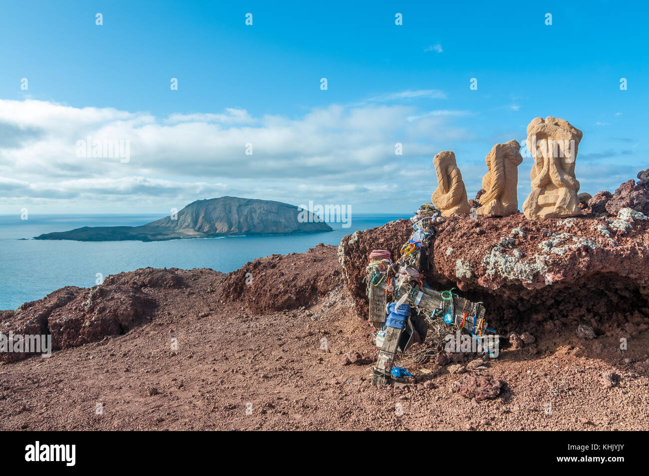 view from the top of Montaña Bermejawith Montaña Clara Island in the ...