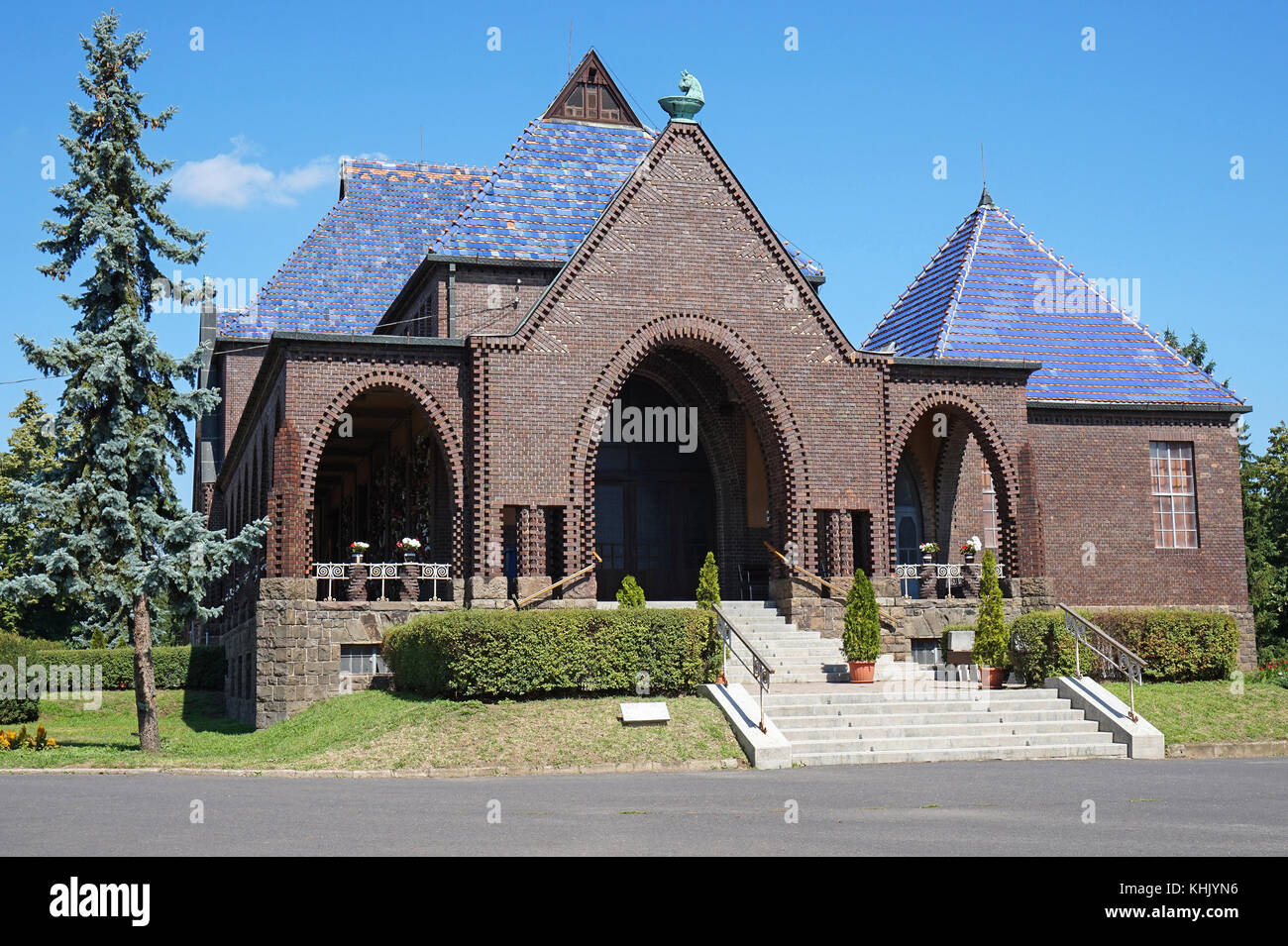 Building of the crematory and funeral home Stock Photo - Alamy