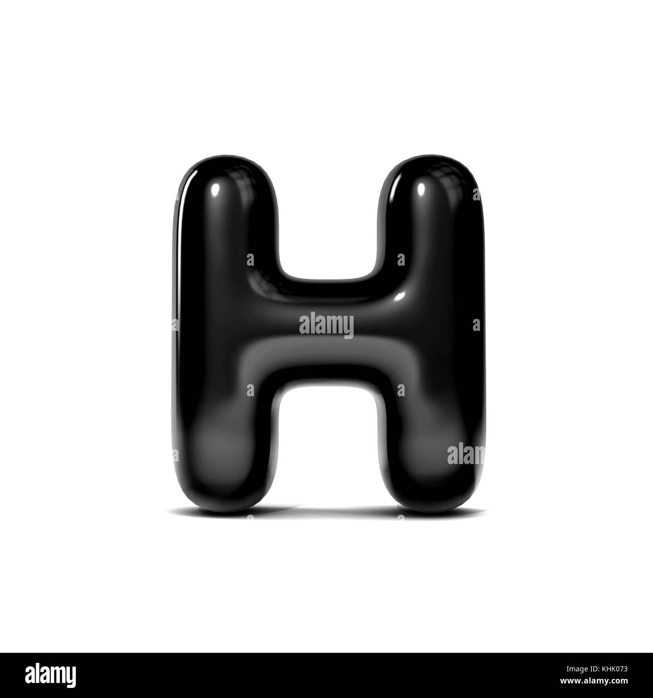 glossy letter H bubble font isolated on white background. 3D Rendering ...